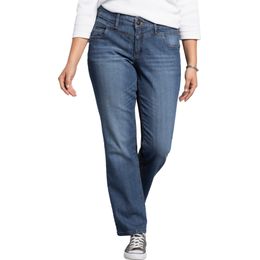 sheego Damen Gerade Jeans mit Used-Effekten blue denim Gr&ouml;&szlig;e 29