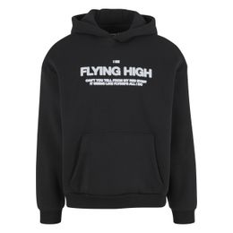 Kapuzensweatshirt "Upscale by Mister Tee High Flight Fluffy Hoody", Herren, Gr. S, schwarz, 70% Baumwolle, 30% Polyester, UPSCALE BY MISTER TEE, bedruckt, Sweatshirts