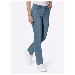 5-Pocket-Jeans Casual Looks, Damen, Gr. 44, Normalgr&ouml;&szlig;en, blau (blau, bleached), 99% Baumwolle, 1% Elasthan, unifarben, lang, Jeans 5-Pocket-Jeans