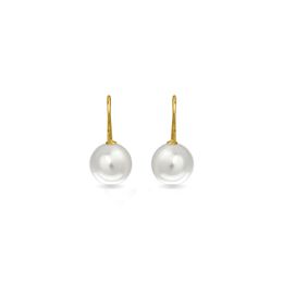 Luxenter Essential Ohrringe aus 925 Sterling Silber und wei&szlig;er Perle mit 18 Karat Gelbgold