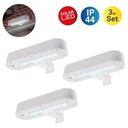 N&auml;ve LED Solarleuchte N&Auml;VE "Garden Light", wei&szlig;, B:11,1cm H:5,4cm L:20cm, Leuchten, 3er Set Dachrinnenleuchte wei&szlig; inkl. Halterung, Schiebeschalter, IP44