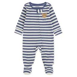 Schlafoverall HUGGIES BABYWEAR "HUGB FOOTED COVERALL", Jungen, Gr. 2 (62), N-Gr, huggies vintage indigo, Jersey, Obermaterial: 100% Baumwolle, Rundhals, B&uuml;ndchen, Overalls, mit s&uuml;&szlig;er B&auml;rchenstickerei