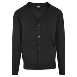 Cardigan Urban Classics "Urban Classics Herren Fine Cardigan", Herren, Gr. M, schwarz, 100% Polyimid, unifarben, loose fit, V-Ausschnitt, Strickjacken