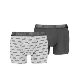 Boxer Puma, Herren, Gr. M, grau (grau, meliert, bedruckt, schwarz), Jersey, Obermaterial: 95% Baumwolle, 5% Elasthan, bedruckt, unifarben mit Farbeinsatz, Unterhosen, mit Allover Puma Druck