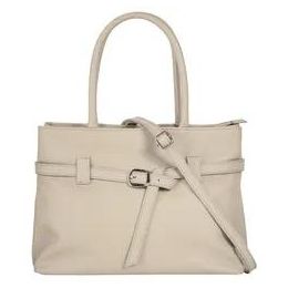 Henkeltasche CLUTY, Damen, Gr. B/H/T: 33cm x 23cm x 15cm onesize, beige, Leder, leicht gl&auml;nzend, unifarben, Taschen, echt Leder, Made in Italy