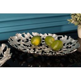 Riess Ambiente Dekorative Schale GINKGO LEAFS 40cm silber handmade Metall Riess-Ambiente Glamour Boheme