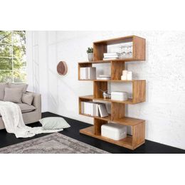 Riess Ambiente Massives Regal MAKASSAR XL 150cm braun Mangoholz honey finish B&uuml;cherregal Riess-Ambiente Modern Natur