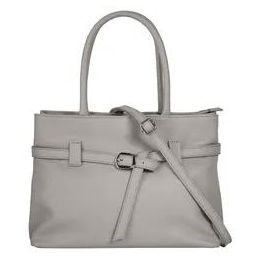 Henkeltasche CLUTY, Damen, Gr. B/H/T: 33cm x 23cm x 15cm onesize, grau, Leder, leicht gl&auml;nzend, unifarben, Taschen, echt Leder, Made in Italy