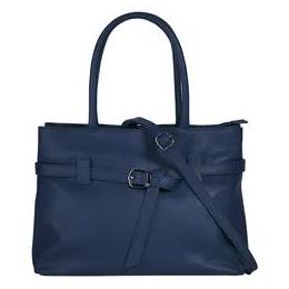 Henkeltasche CLUTY, Damen, Gr. B/H/T: 33cm x 23cm x 15cm onesize, blau, Leder, leicht gl&auml;nzend, unifarben, Taschen, echt Leder, Made in Italy