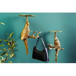 Riess Ambiente 2er Set Wandgarderobe WILDLIFE BIRDS 45cm gold Metall Hammerschlag Design handmade Riess-Ambiente Boheme Glamour