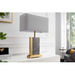 Riess Ambiente Design Tischlampe ELEGANCIA 65cm gold grau Stoffschirm Marmor Riess-Ambiente Modern Retro
