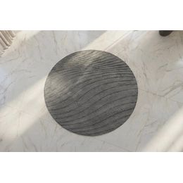 Riess Ambiente Runder Teppich WAVE 230cm anthrazit 3D strukturierter Kurzflor Indoor Hoch-Tief-Effekt Riess-Ambiente Modern Skandinavisch