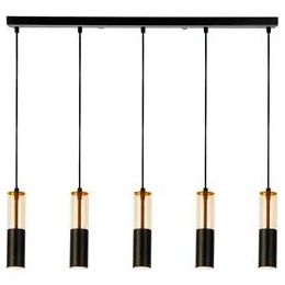 Searchlight H&auml;ngeleuchte "Merrygold 5Lt Bar Pendant - Black Metal & Amber Acrylic", schwarz (matt schwarz und bernstein), 5, H: 24cm, 1 Stk., Leuchten, H&auml;ngeleuchte