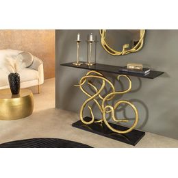 Riess Ambiente Extravaganter Konsolentisch WILDLIFE SNAKE 115cm schwarz gold Marmor Schlange Skulptur Riess-Ambiente rechteckig Glamour Modern