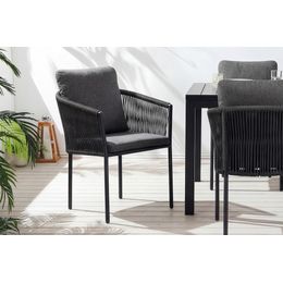 Riess Ambiente Stapelbarer Stuhl ROPE anthrazit Aluminium Gartensessel inkl. Kissen In- und Outdoor Riess-Ambiente Modern Skandinavisch