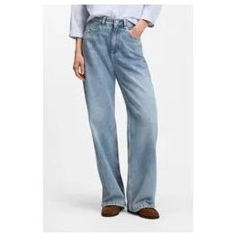 Straight-Jeans BOSS ORANGE "MARLENE HR 11.0 Premium Damenmode", Damen, Gr. 28, L&auml;nge 30, medium blau 421, Denim/Jeans, Obermaterial: 100% Baumwolle, unifarben, straight fit lang, Jeans Straight-Jeans, High Rise, Wide Leg