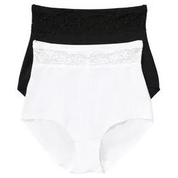 Shapingpants bonprix, Damen, Gr. 38, 2 Stk., schwarz (schwarz, wei&szlig;), Obermaterial: 80% Polyamid, 20% Elasthan. Spitze: 85% Polyamid, 15% Elasthan, unifarben, figurbetont, Unterhosen, leichte Formkraft f&uuml;r Bauch und H&uuml;fte, figurbetonte Passform
