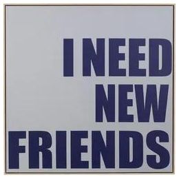 Bild mit Rahmen KARE DESIGN "Gerahmtes Bild New Friends 80x80cm", grau (farbe bild(er): grau), B:80cm H:80cm T:4cm, Bilder