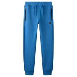 Jogginghose name it "NKMVIMO f&uuml;r Jungen mit B&uuml;ndchen und Stretchkomfort", M&auml;dchen, Gr. 152, N-Gr, delft, Sweatware, Obermaterial: 60% Baumwolle, 40% Polyester, unifarben, regular fit kn&ouml;chellang, Hosen Jogginghose, unifarben, casual, regular fit, Baumwollmischung, Rundhals