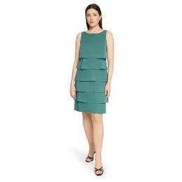 Cocktailkleid Vera Mont "Damen mit Volant", Damen, Gr. 46, Normalgr&ouml;&szlig;en, schwarz emerald, Chiffon, Obermaterial: 100% Polyester. Futter: 100% Polyester, festlich, figurumspielend kurz, Rundhals, Kleider, Volant