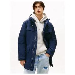 Tommy Hilfiger Parka TOMMY JEANS "TJM CITY READY", Herren, Gr. M, schwarz night navy, Web, Obermaterial: 100% Polyamid. Futter: 100% Polyester. F&uuml;llung: 100% Polyester, regular fit normal, gerader Abschluss mit Klettverschluss, Jacken Parka, wasserabweisend, relaxed fit, mit fester Kapuze, Winterjacke
