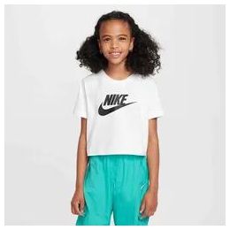 Laufshirt Nike SPORTSWEAR "Nike Sportswear Big Kids' (Girls') Cropped T-Shirt", Kinder, Gr. M (140/146), wei&szlig;, Obermaterial: 100% Baumwolle, Shirts Laufshirt, f&uuml;r Jugendliche, f&uuml;r sportliche Aktivit&auml;ten, aus weicher Baumwolle