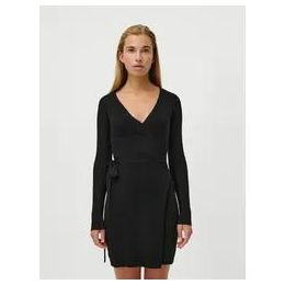 Strickkleid LEGER "Effie, LeGer by Lena Gercke", Damen, Gr. 38, N-Gr, schwarz, Strick, Obermaterial: 70% Viskose, 30% Polyester, ca. Mitte Oberschenkel, V-Ausschnitt, Kleider Strickkleid, in Wickeloptik, k&ouml;rpernah