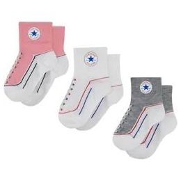 Tennissocken Converse "CHN INFANT STRIATED QTR 3PK", Kinder, Gr. 68/80 (6/12), coastal pink, Obermaterial: 76% Polyester, 20% Nylon, 4% Elasthan, Socken Tennissocken, f&uuml;r Babys