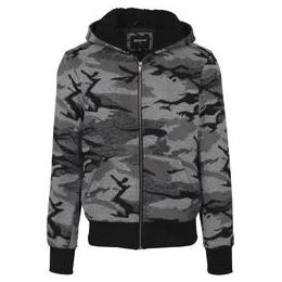 Winterjacke Urban Classics "Urban Classics Herren Camo Zip Jacket", Herren, Gr. M, schwarzcamo, 73% Polyester, 10% Viskose, 8% Andere Materialien, 7% Polyacryl, 2% Wolle, mehrfarbig, normal, ohne Ausschnitt, Jacken Winterjacke
