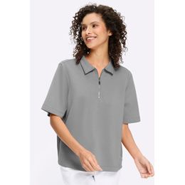 T-Shirt Heine "Shirt", Damen, Gr. 34, steingrau, 55% Viskose, 40% Polyester, 5% Elasthan, unifarben, Rundhals, Shirts T-Shirt