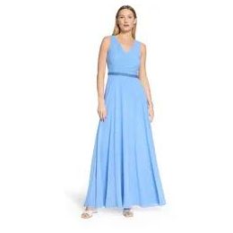 Abendkleid Vera Mont "Damen mit Plissee", Damen, Gr. 40, Normalgr&ouml;&szlig;en, paris blau, Chiffon, Obermaterial: 100% Polyester. Besatz: 100% Polyester. Futter: 100% Polyester, festlich, ausgestellt lang, V-Ausschnitt, Kleider Abendkleid, Dekoelemente