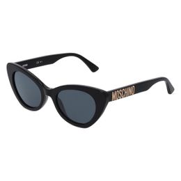 Love Moschino Moschino 147/S | Damen-Sonnenbrille | Fassung: Vollrand, Butterfly, Acetat, Schwarz Gl&auml;nzend | Glasfarbe: Blaugrau
