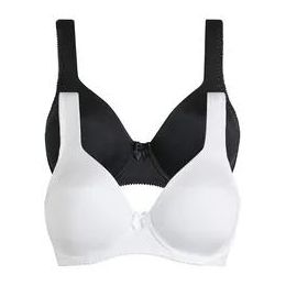 T-Shirt-BH bonprix "T-Shirt BH mit B&uuml;gel und Glanzeffekt (2er Pack)", Damen, Gr. 80, Cup F, schwarz (schwarz, wei&szlig;), Obermaterial: 88% Polyamid, 12% Elasthan. Futter: 88% Polyamid, 12% Elasthan. Netz: 83% Polyamid, 17% Elasthan, BHs T-Shirt-BH, mit B&uuml;ge und Glanz-Effekt