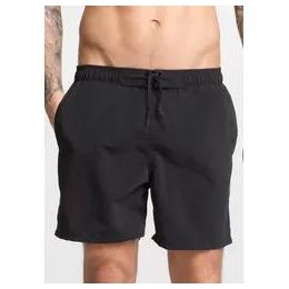 Badeshorts bonprix "Badeshorts", Herren, Gr. 64 (3XL), N-Gr, schwarz, Web, Polyester, unifarben, Badehosen Badeshorts, mit Netzfutter, bequeme Passform, unifarben, aus Polyester