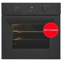 Exquisit Einbaubackofen "EBE367-H-120 mattschwarz", Energieeffizienz: A (A+++-D), schwarz, B:59,5cm H:59,5cm T:57,5cm, Back&ouml;fen, Hei&szlig;luft & dreifach verglaste T&uuml;r &ndash; W&auml;rme bleibt sicher im Ofen, Einbaubackofen
