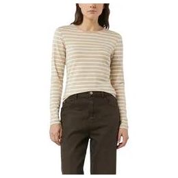 Langarmshirt comma, Damen, Gr. 34, beige wei&szlig;, Single Jersey, Obermaterial: 90% Viskose, 5% Elasthan, 5% metallisierte Fasern, gestreift, normal h&uuml;ftbedeckend, Rundhals, Shirts Langarmshirt, geringelt, mit Glitzer-F&auml;den