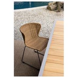 Esszimmerstuhl Woood "Wings aus geflochtenem Poly-Rattan mit Stahlgestell H 78 cm", natur, schwarz, natur, B:55cm H:78cm T:54cm, Kunststoff, St&uuml;hle, Esszimmerstuhl, (Set, 2 St), f&uuml;r den Innen- und Au&szlig;enbereich geeignet