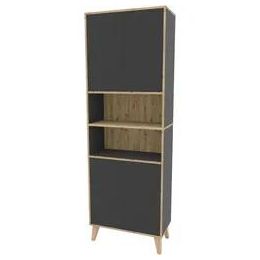 Hochschrank Welltime "Morena", basalt grau mit artisan eiche, B:66,4cm H:195cm T:32,5cm, ABS-Kunststoff, Holzwerkstoff, Schr&auml;nke, Hochschrank