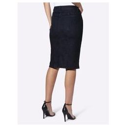 Jeansrock Heine, Damen, Gr. 34, dunkelblau, 98% Baumwolle, 2% Elasthan, unifarben, knielang, R&ouml;cke Jeansrock