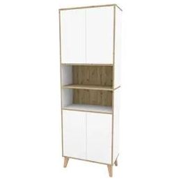 Hochschrank Welltime "Morena", wei&szlig; mit artisan eiche, B:66,4cm H:195cm T:32,5cm, ABS-Kunststoff, Holzwerkstoff, Schr&auml;nke, Hochschrank