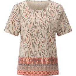 Damen Print-Shirt in Zebra-Optik sand-schwarz-bedruckt, Gr&ouml;&szlig;e 46