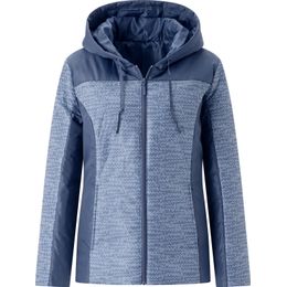 Damen Jacke mit Steppung jeansblau-ecru-bedruckt, Gr&ouml;&szlig;e 46