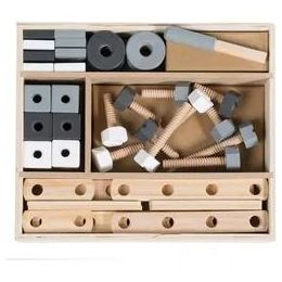Holzbaukasten Roba, beige (natur, grau, wei&szlig;), Spielbausteine, Jungen, Holz