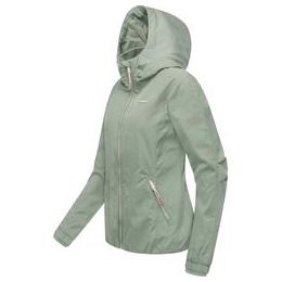 Outdoorjacke Ragwear "Dizzie A YOUMODO", Damen, Gr. XS (34), gr&uuml;n, Material: 68% Baumwolle, 32% Nylon, regular fit h&uuml;ftbedeckend, hoch geschlossener Ausschnitt, &Auml;rmel ohne &Auml;rmelschlitz elastischer Bund mit innenliegendem Gummizug, Jacken Outdoorjacke, Leichte &Uuml;bergangsjacke mit gro&szlig;er Kapuze