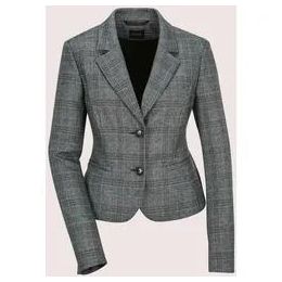 Madeleine Mode Kurzblazer MADELEINE "Blazer Glencheckblazer mit Stretchkomfort", Damen, Gr. 34, blau (steingrau, melange, royalblau), Obermaterial: 62% Polyester PES. 35% Viskose CV. 3% Elasthan EL., Modern, normal, Blazer Kurzblazer, Kurzer Glencheckblazer