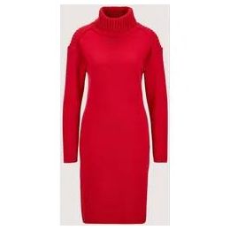 Madeleine Mode Strickkleid MADELEINE "Strickkleid Legeres Strickkleid mit weitem Rollkragen", Damen, Gr. 40, N-Gr, rot, Obermaterial: 50% Polyacryl PAN. 50% Wolle WO., Modern, normal, Rollkragen, Kleider Strickkleid