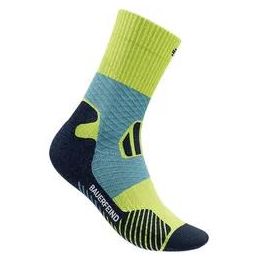 Kompressionsstr&uuml;mpfe Bauerfeind "Trail Run Mid Cut Socks, Women", Damen, Gr. 42-45, gelb (bright lemon), Polyamid, unifarben mit Farbeinsatz, Socken Kompressionsstr&uuml;mpfe, speziell f&uuml;r das Laufen im Gel&auml;nde, zonenspezifische Kompression