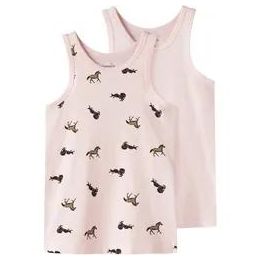Unterhemd name it "NMFTANK TOP 2P BALLERINA HORSE NOOS", M&auml;dchen, Gr. 92, 2 Stk., N-Gr, ballerina, Jersey, Obermaterial: 95% Baumwolle, 5% Elasthan, bedruckt, unifarben, Rundhals, Unterhemden Unterhemd