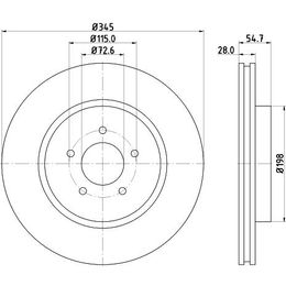 Hella Bremsscheibe 8dd355128961 345mm 28mm f&uuml;r DODGE Chrysler (BBDC) FERRARI LANCIA