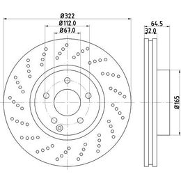 Hella Bremsscheibe 8dd355114231 Gelocht 322mm 32mm f&uuml;r Mercedes (BBDC) BEIJING BENZ